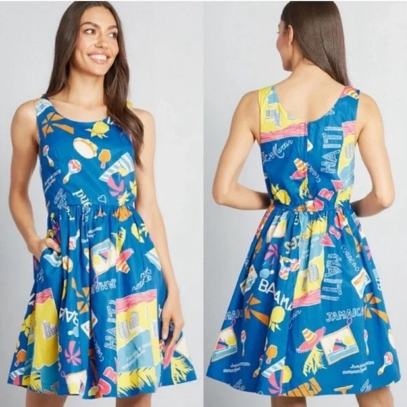 Modcloth | Dresses | Modcloth Caribbean Travel Optimistic Effect Dress ...